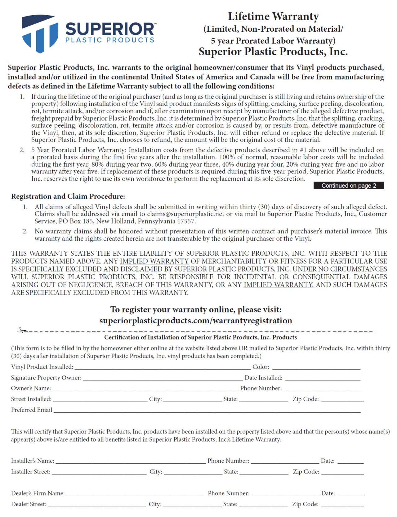 Superior Plastic Products Downloadable Resources